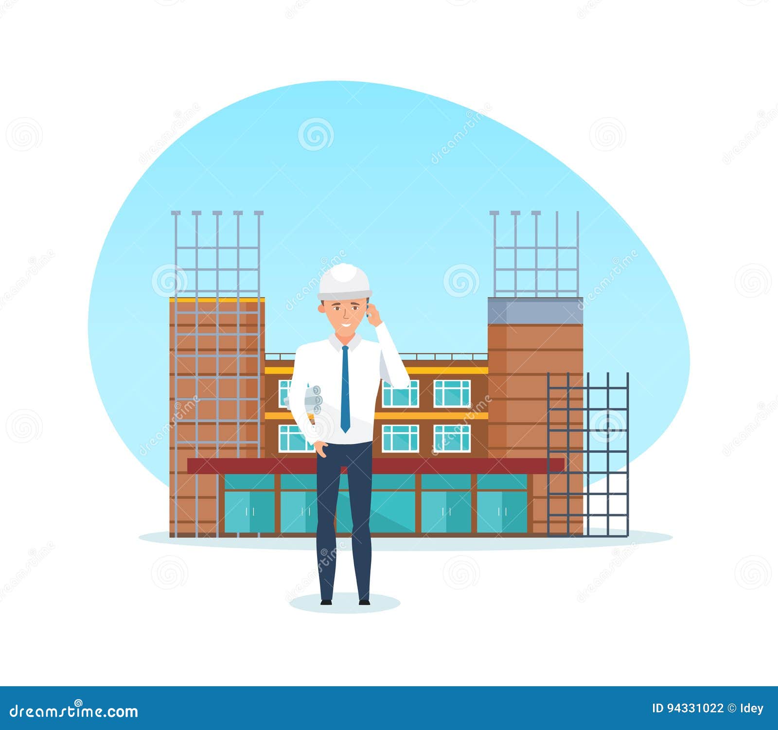 Projektleiter, Mit Technischer Dokumentation, Gegen Hintergrund Von Im ...