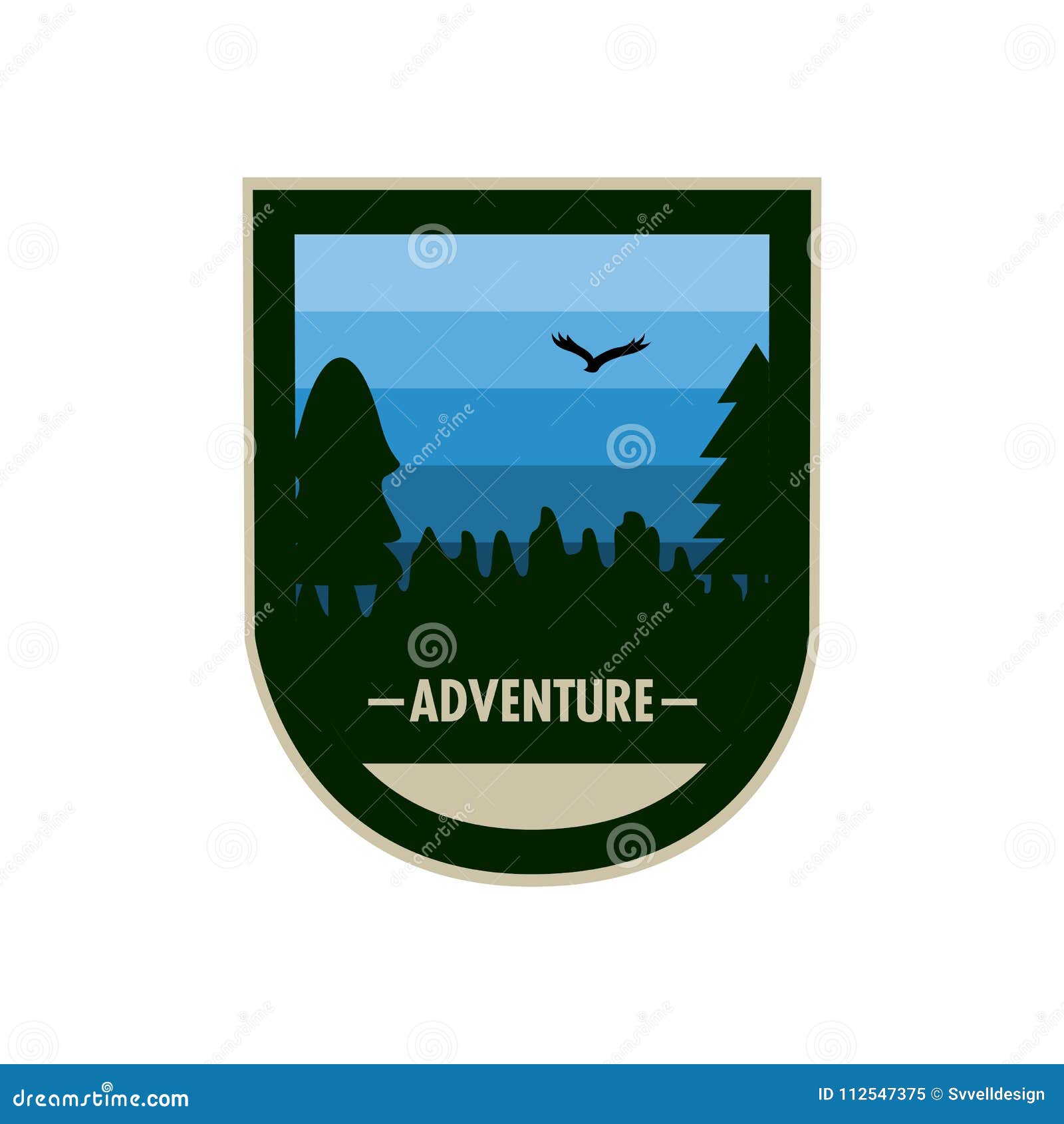 Projeto Azul De Forest Concave Shield Adventure Badge Ilustração do ...