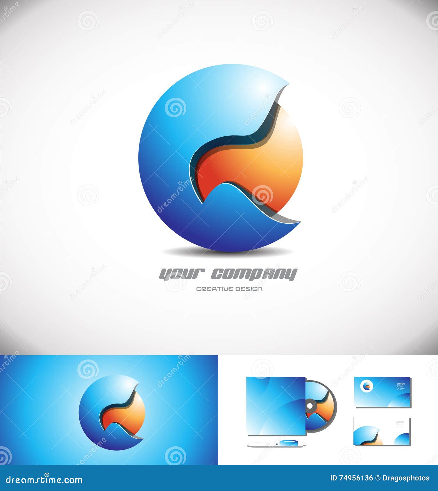 Projeto Azul Do ícone Do Logotipo Da Esfera Da Laranja 3d Ilustração do ...