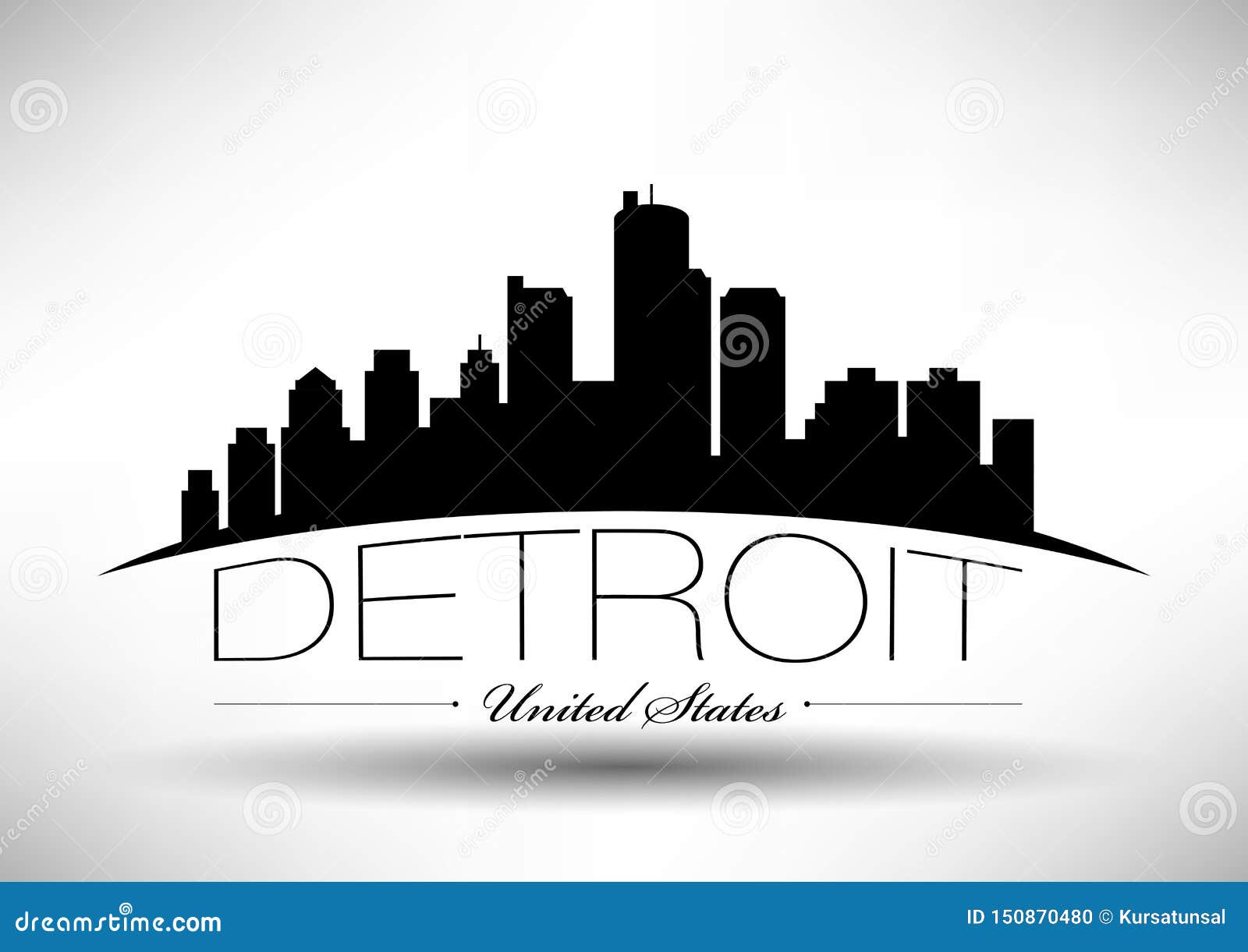 Projeto Da Skyline De Detroit Do Vetor Ilustração Stock - Ilustração de ...