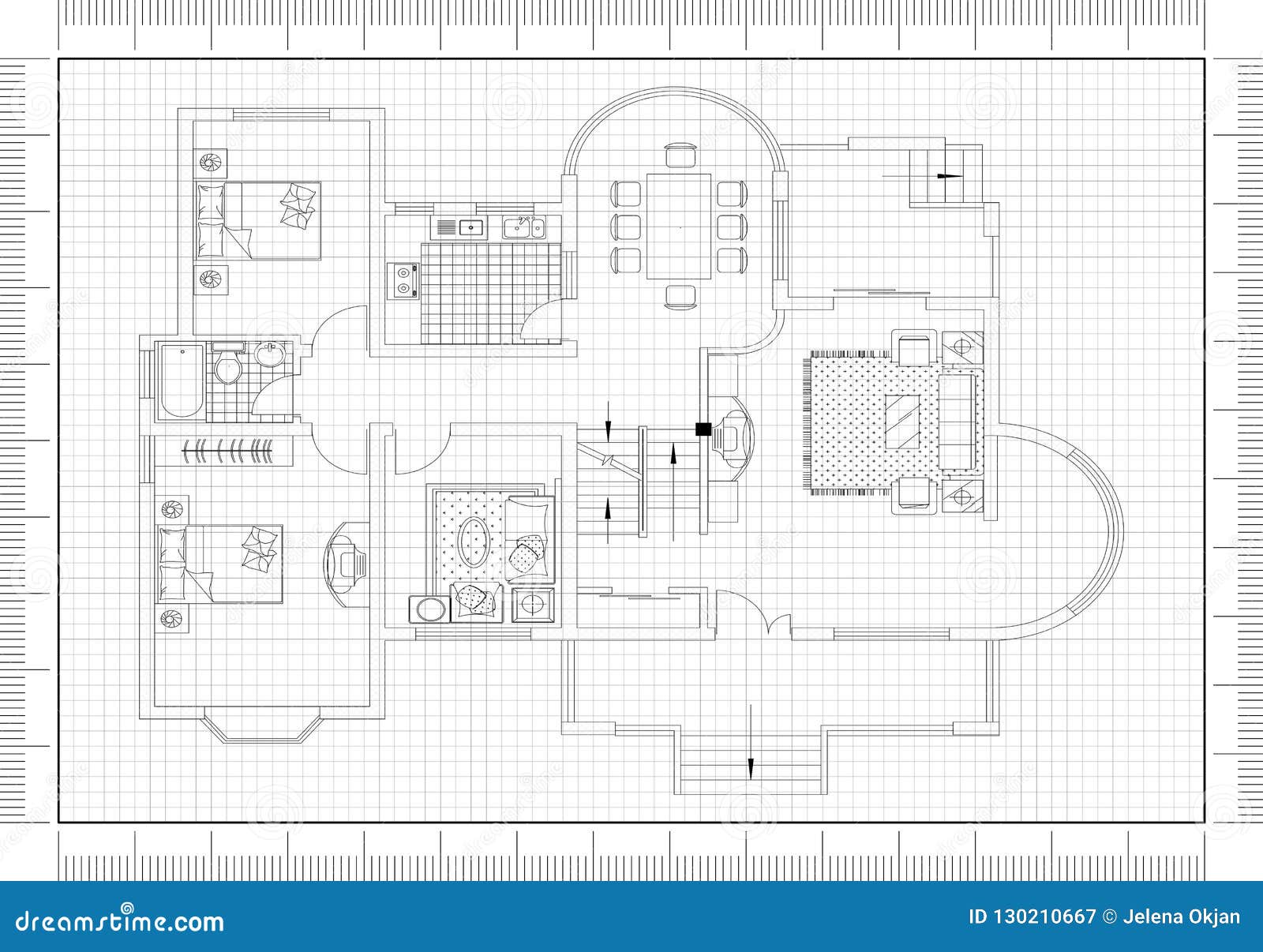 Projeto De Blueprint Do Arquiteto Ilustração Stock - Ilustração de ...