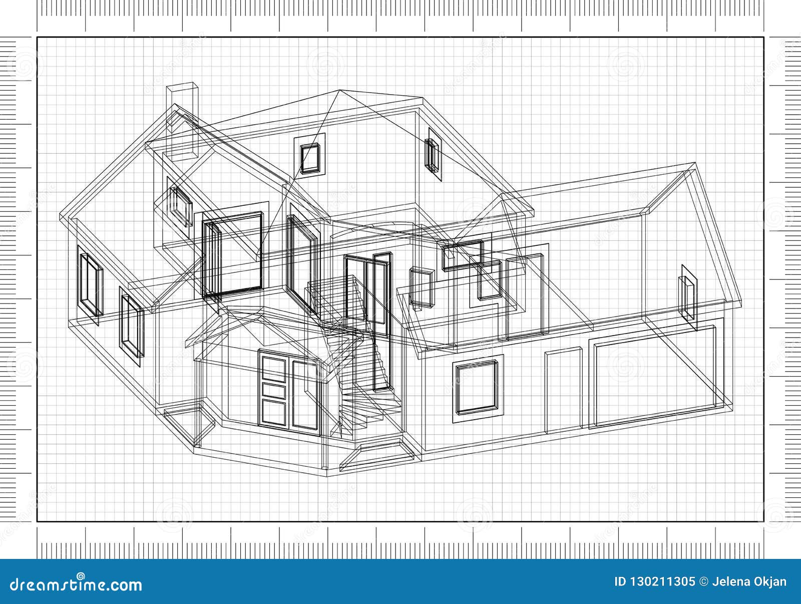 Projeto De Blueprint Do Arquiteto Ilustração Stock - Ilustração de ...