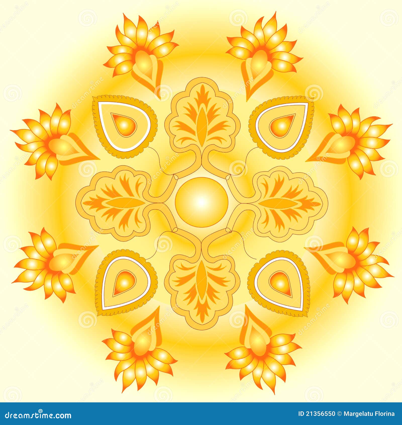 Projeto Dourado Do Sol Da Mandala Ilustração do Vetor - Ilustração de ...