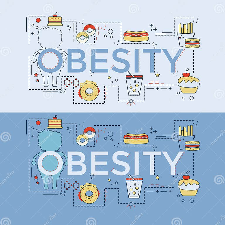 Projeto Liso Da Obesidade Com ícones Ilustração do Vetor - Ilustração ...