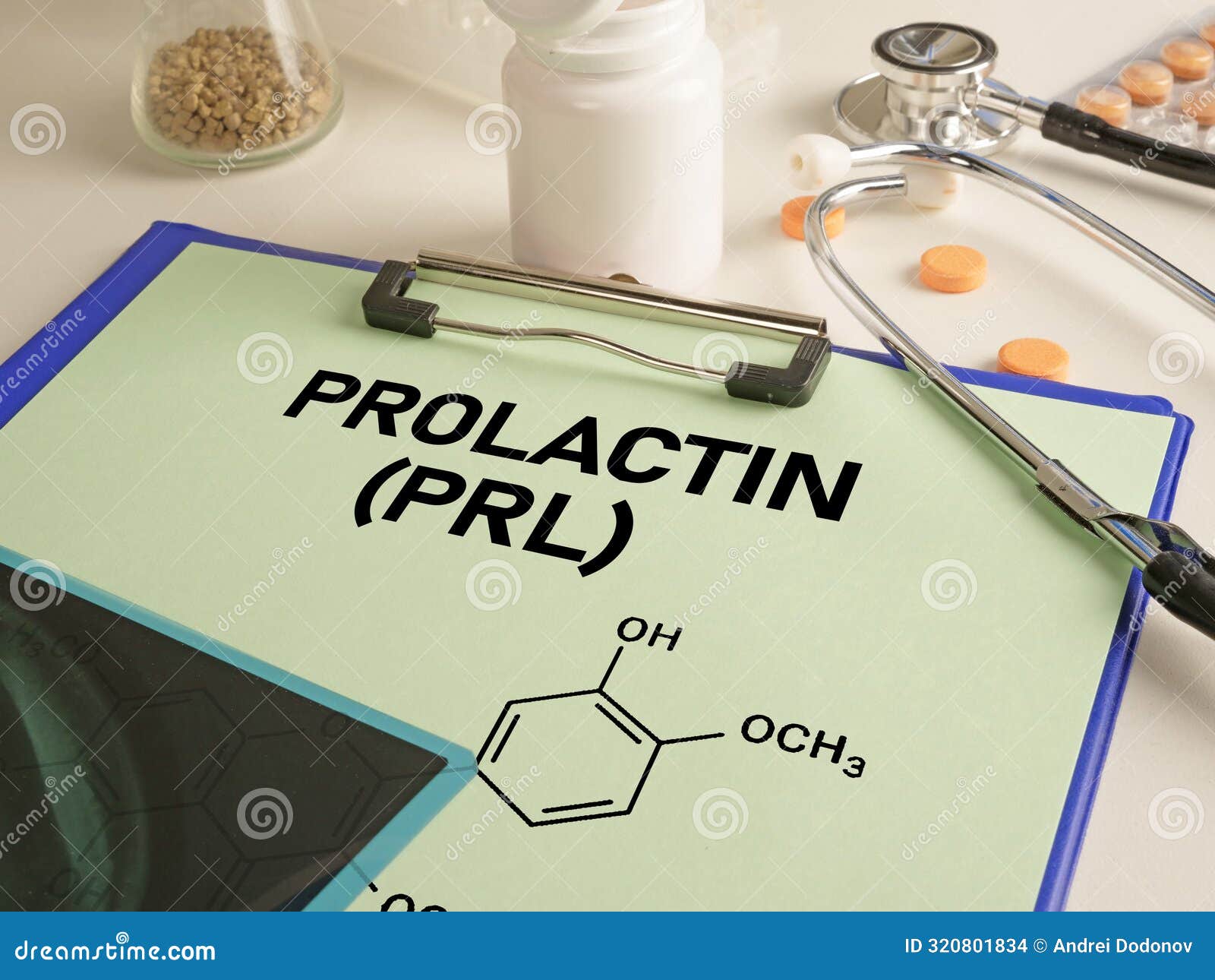 Prolactin Hormone PRL On The Screen And Moleculas. Stock Photo ...