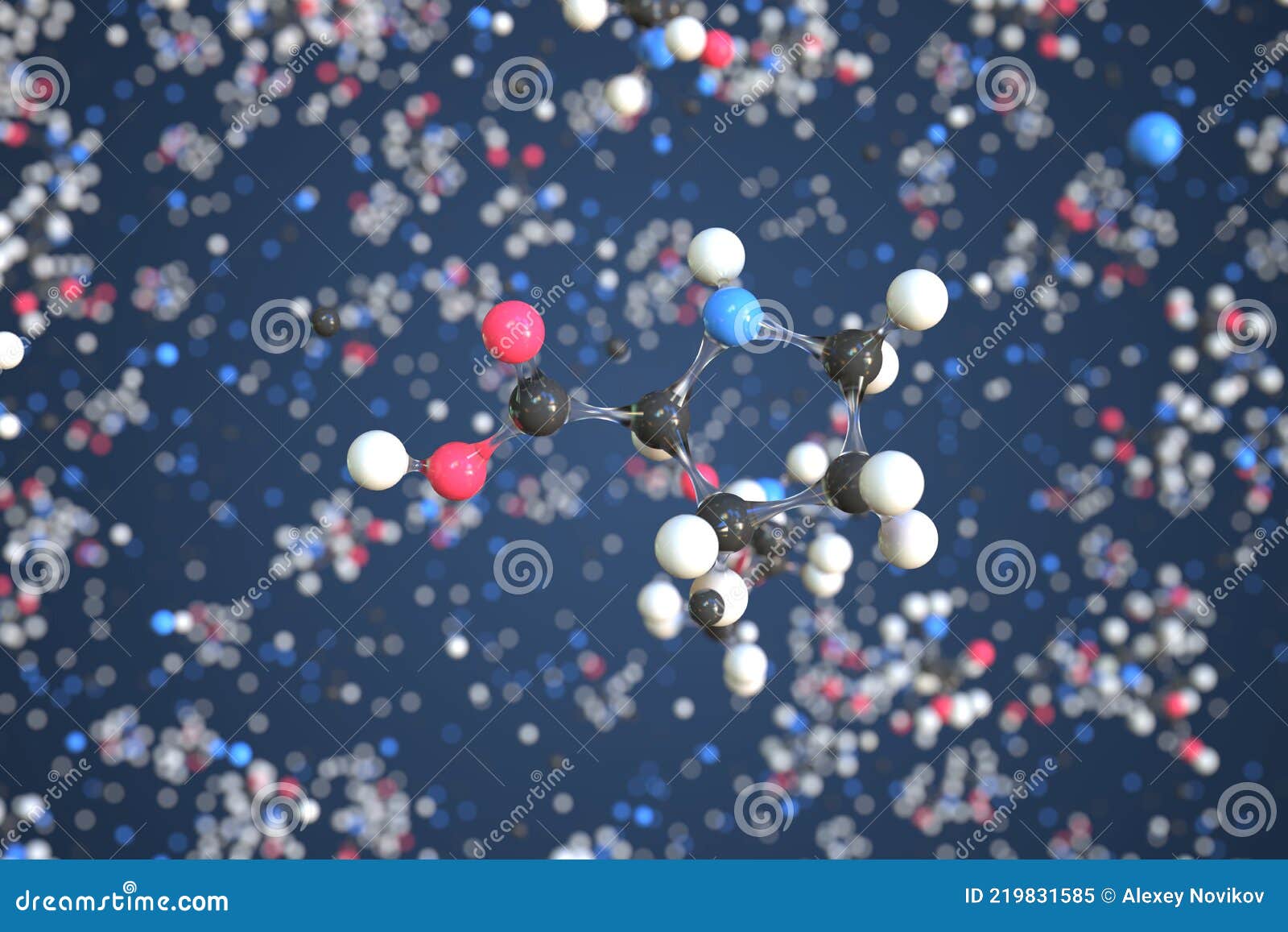 Proline Molecule, Scientific Molecular Model, 3d Rendering Stock ...