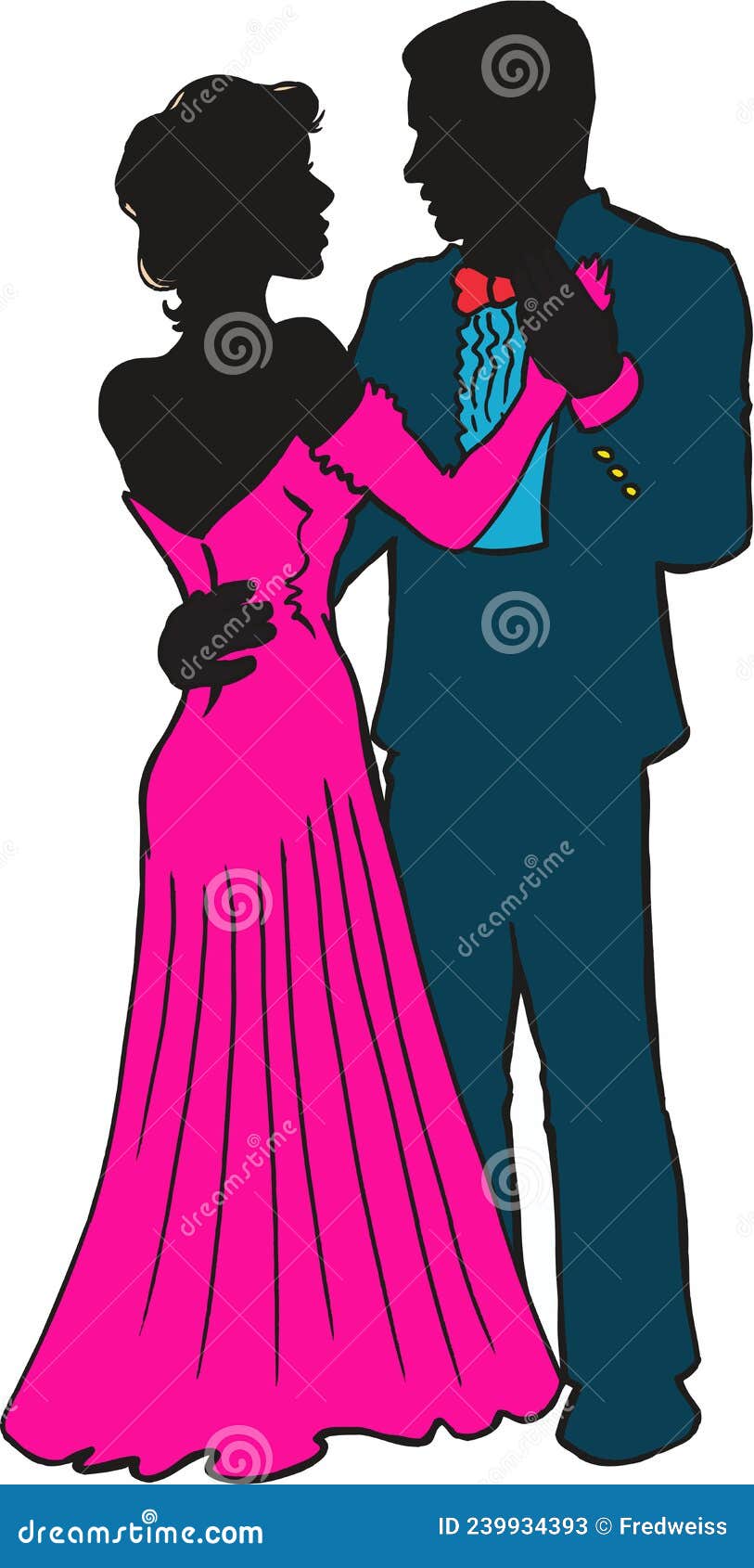 Prom Couple Vector Illustration Stock Vector - Illustration of dance ...