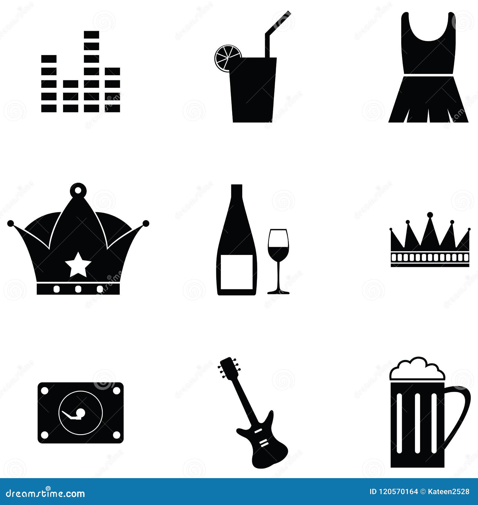 Prom icon set stock vector. Illustration of happy, queen - 120570164