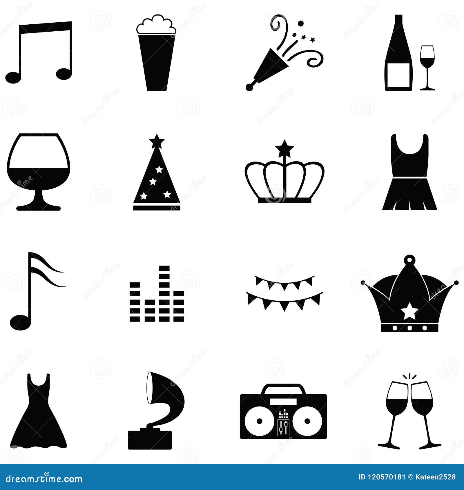Prom icon set stock vector. Illustration of cocktail - 120570181