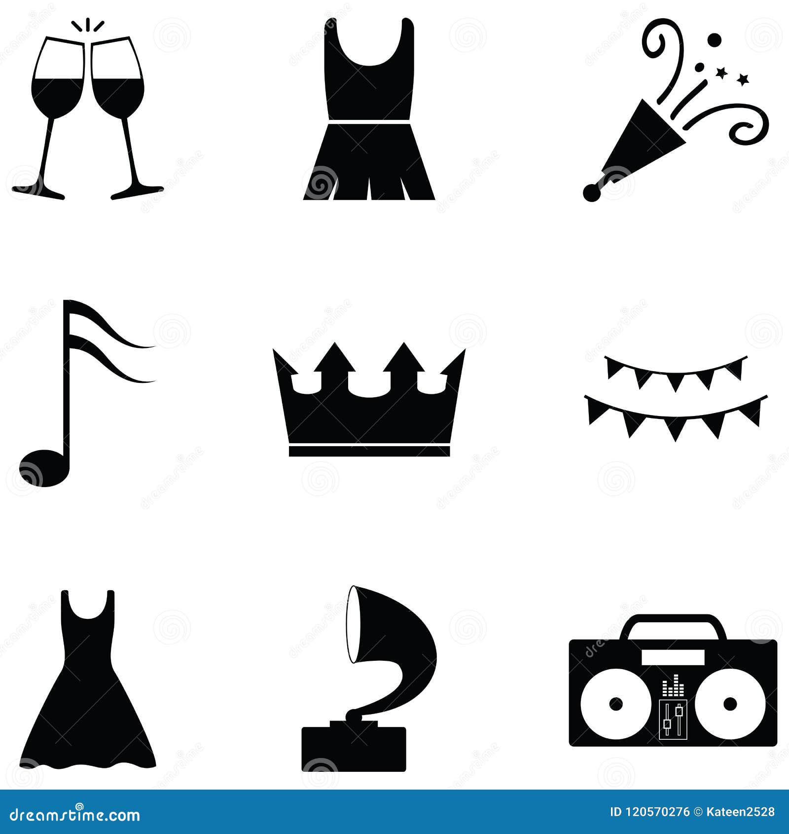 Prom icon set stock vector. Illustration of isolated - 120570276