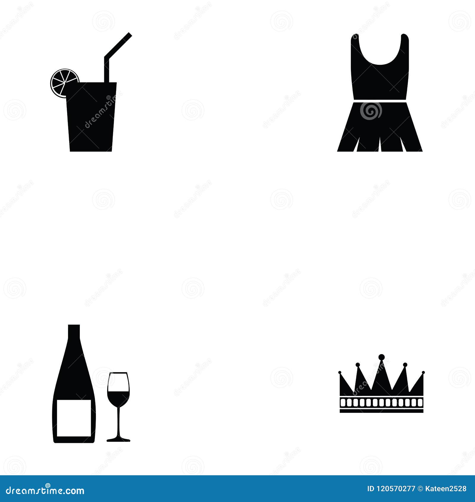 Prom icon set stock vector. Illustration of prom, party - 120570277