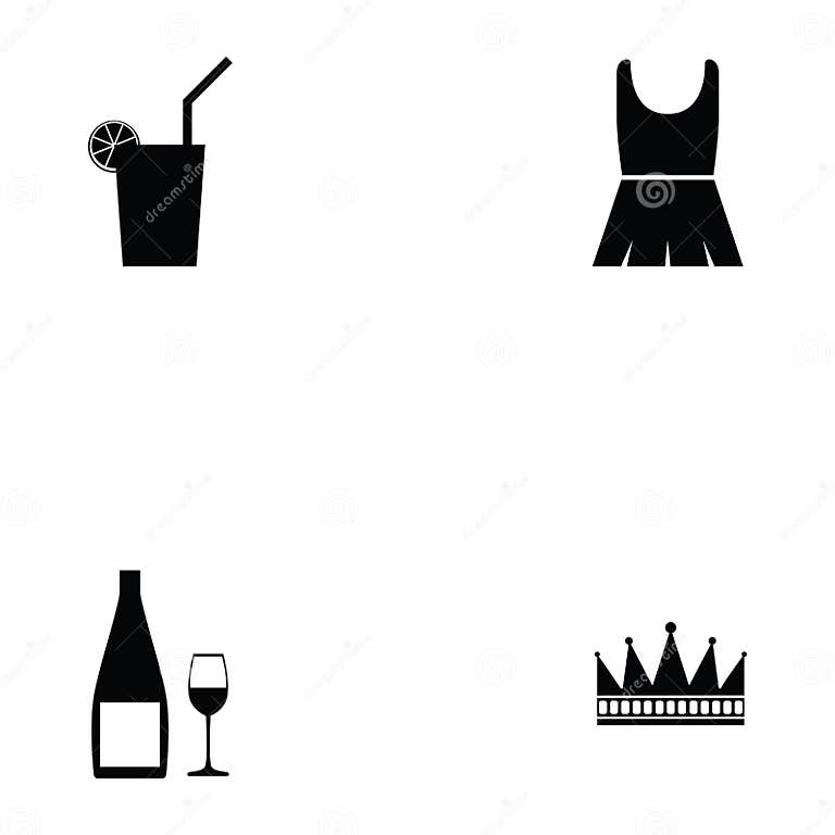 Prom icon set stock vector. Illustration of prom, party - 120570277
