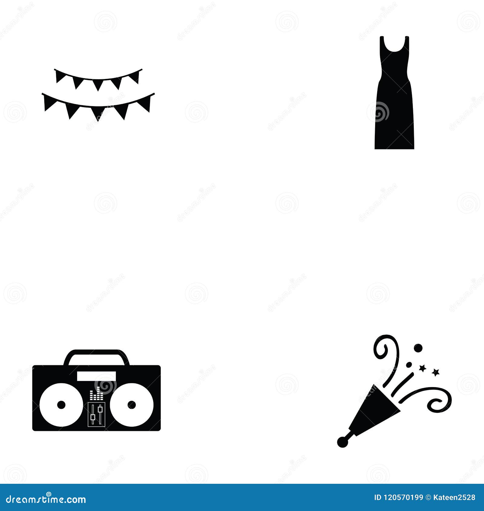 Prom icon set stock vector. Illustration of school, prom - 120570199