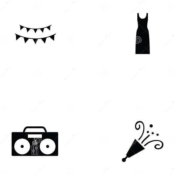 Prom icon set stock vector. Illustration of school, prom - 120570199