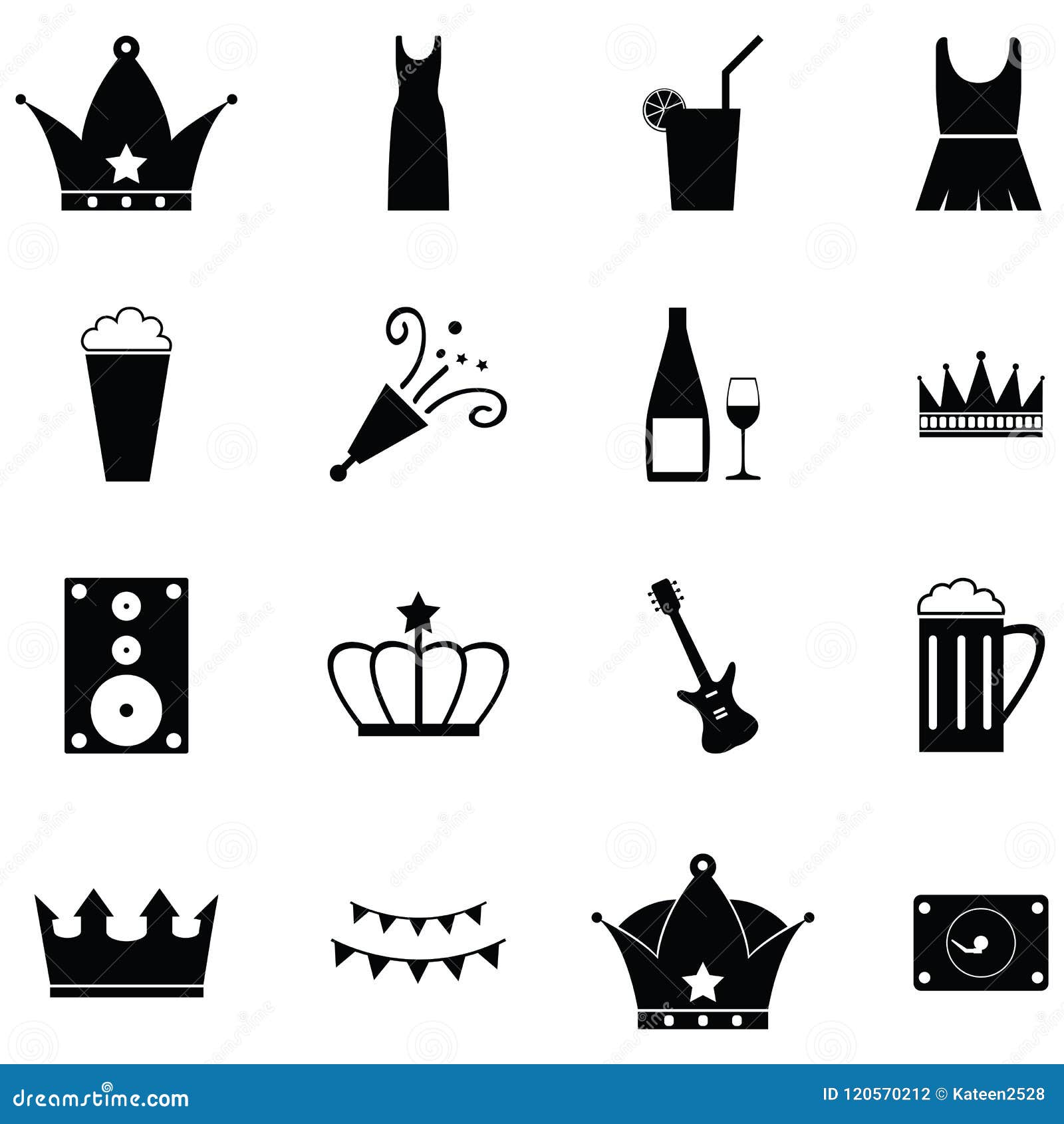 Prom icon set stock vector. Illustration of happy, note - 120570212
