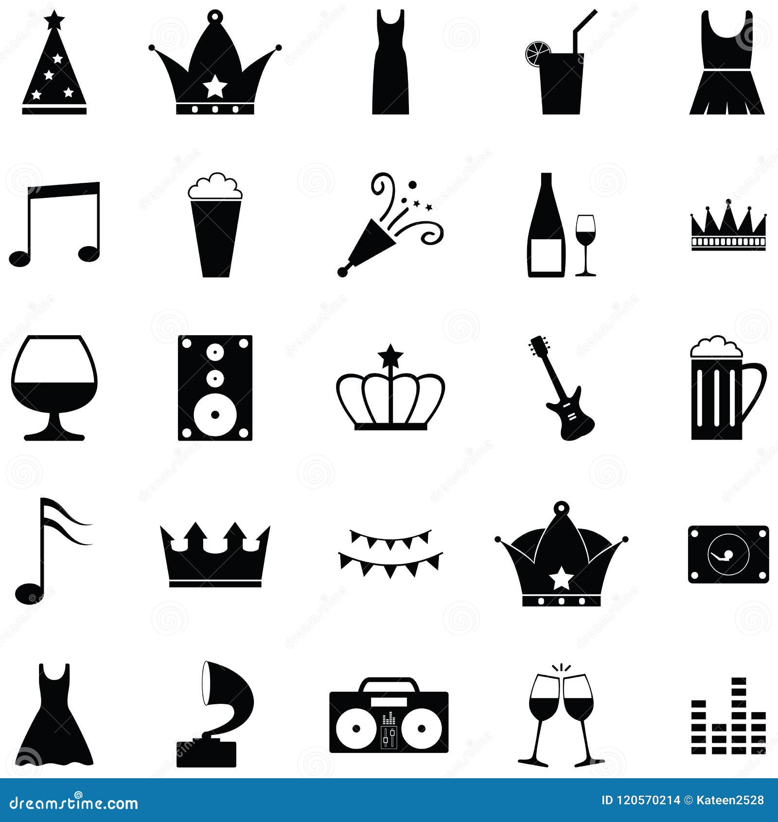 Prom icon set stock vector. Illustration of queen, design - 120570214