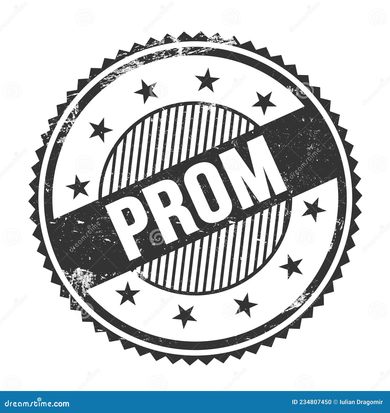 PROM Text Written on Black Grungy Round Stamp Stock Illustration ...