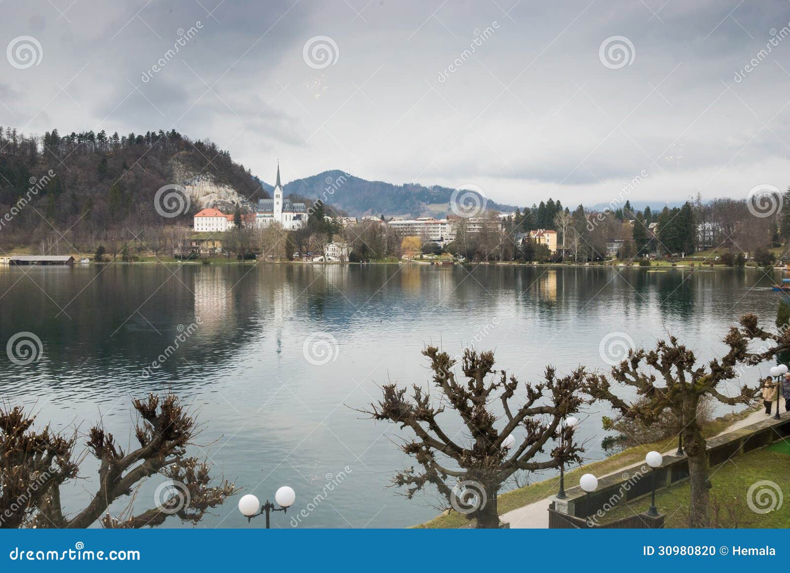 Promenade along Lake Bled stock photo. Image of green - 30980820
