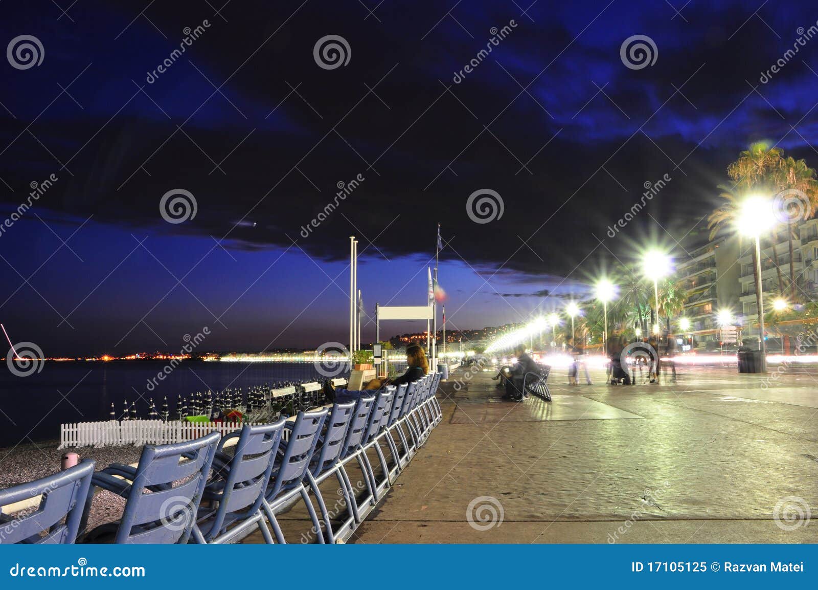 Promenade Des Anglais at Night Stock Image - Image of travel, ocean ...
