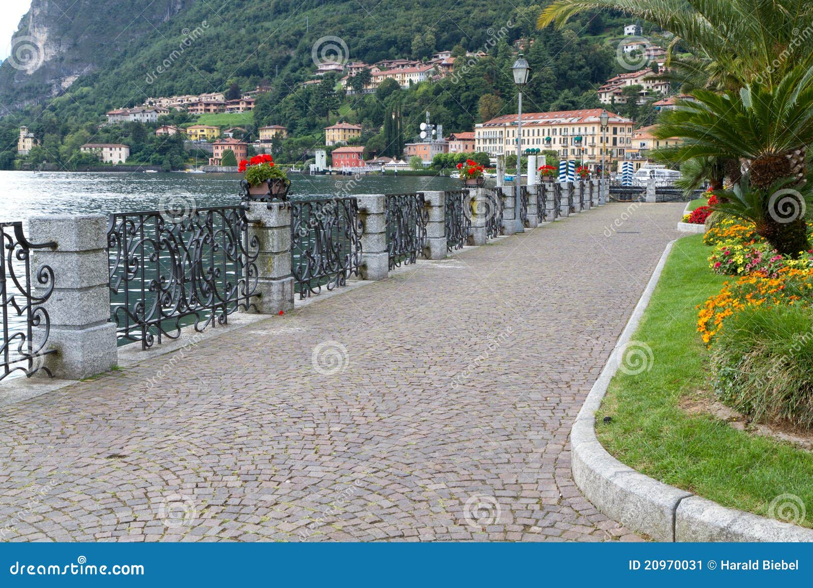 Promenade at Lake Como, Italy Stock Image - Image of lake, como: 20970031