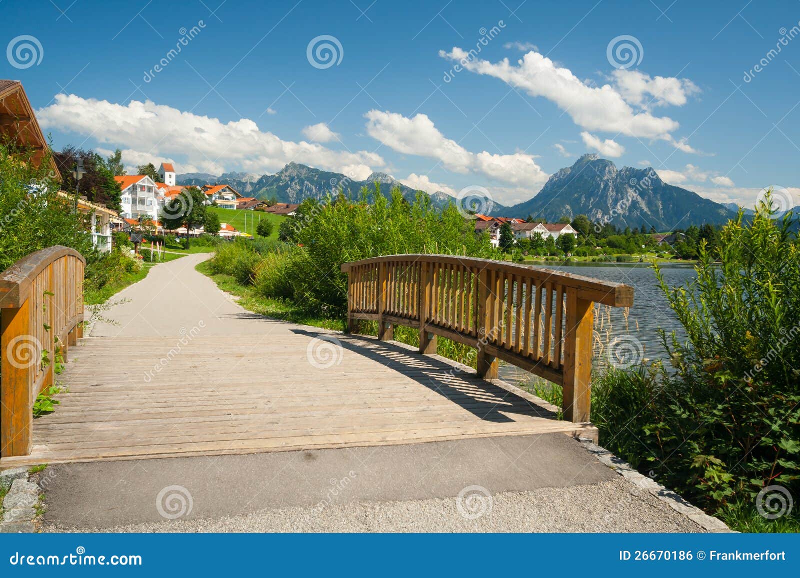 Promenade at the Lake Hopfensee Stock Photo - Image of relax, alps ...