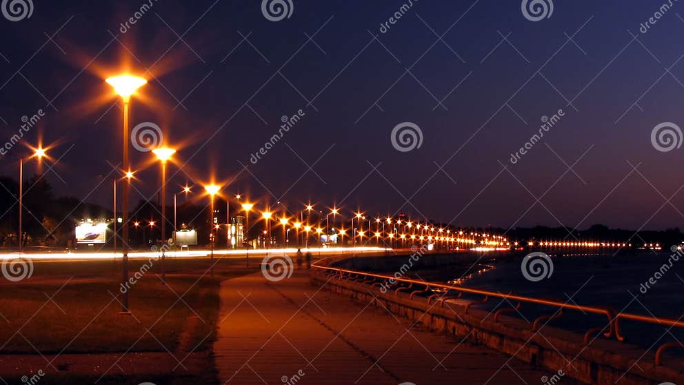 Promenade at night stock image. Image of lights, pavement - 1338023