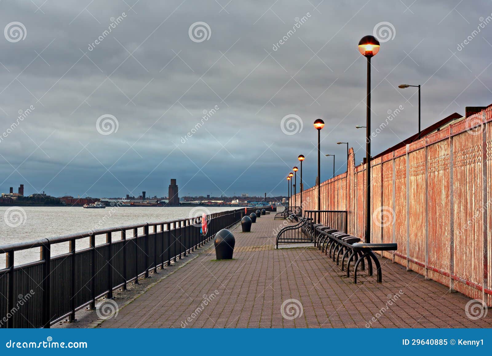 Promenade on the River Mersey, Liverpool, UK. Stock Image - Image of ...