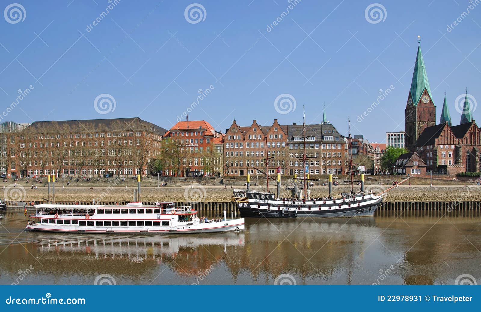 Promenade,River Weser,Bremen,Germany Stock Image - Image of river ...