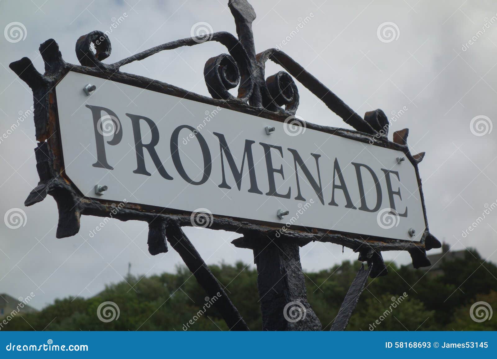 Promenade Sign stock image. Image of promenade, white - 58168693