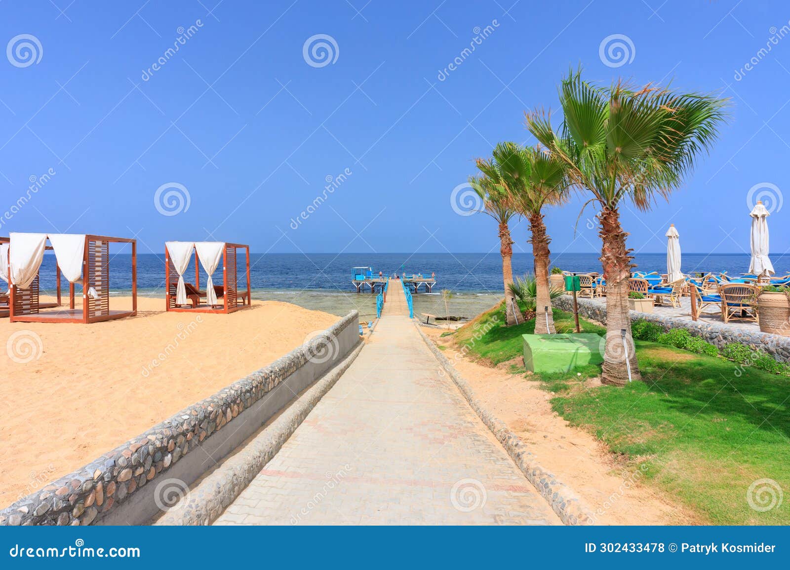 Promenade at the Sunny Beach in Marsa Alam, Egypt Stock Photo - Image ...