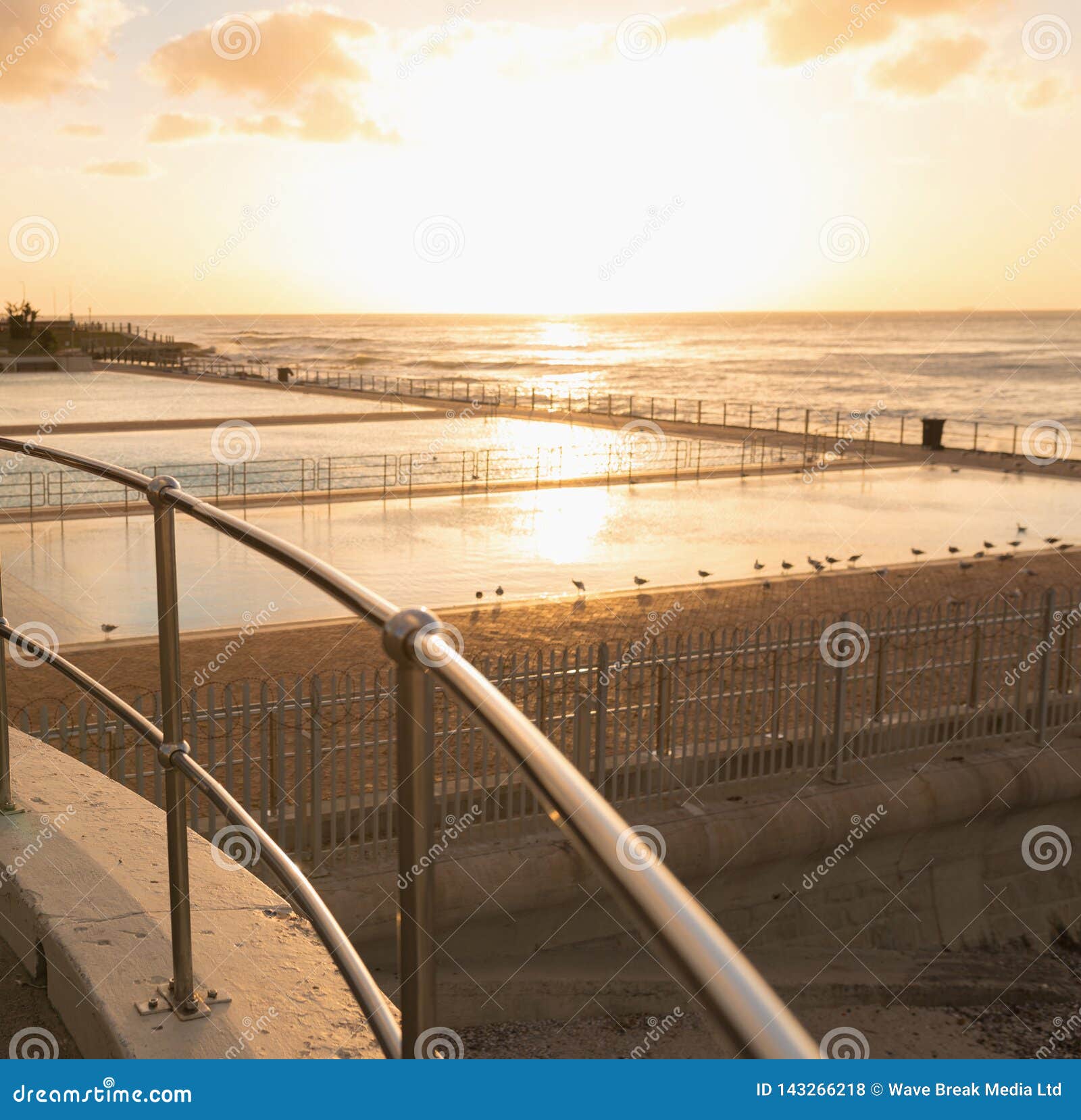 Promenade at sunset stock photo. Image of pier, vacation - 143266218
