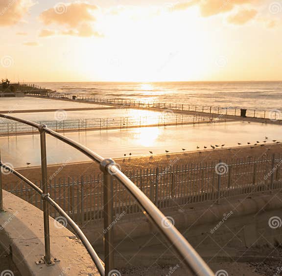 Promenade at sunset stock photo. Image of pier, vacation - 143266218
