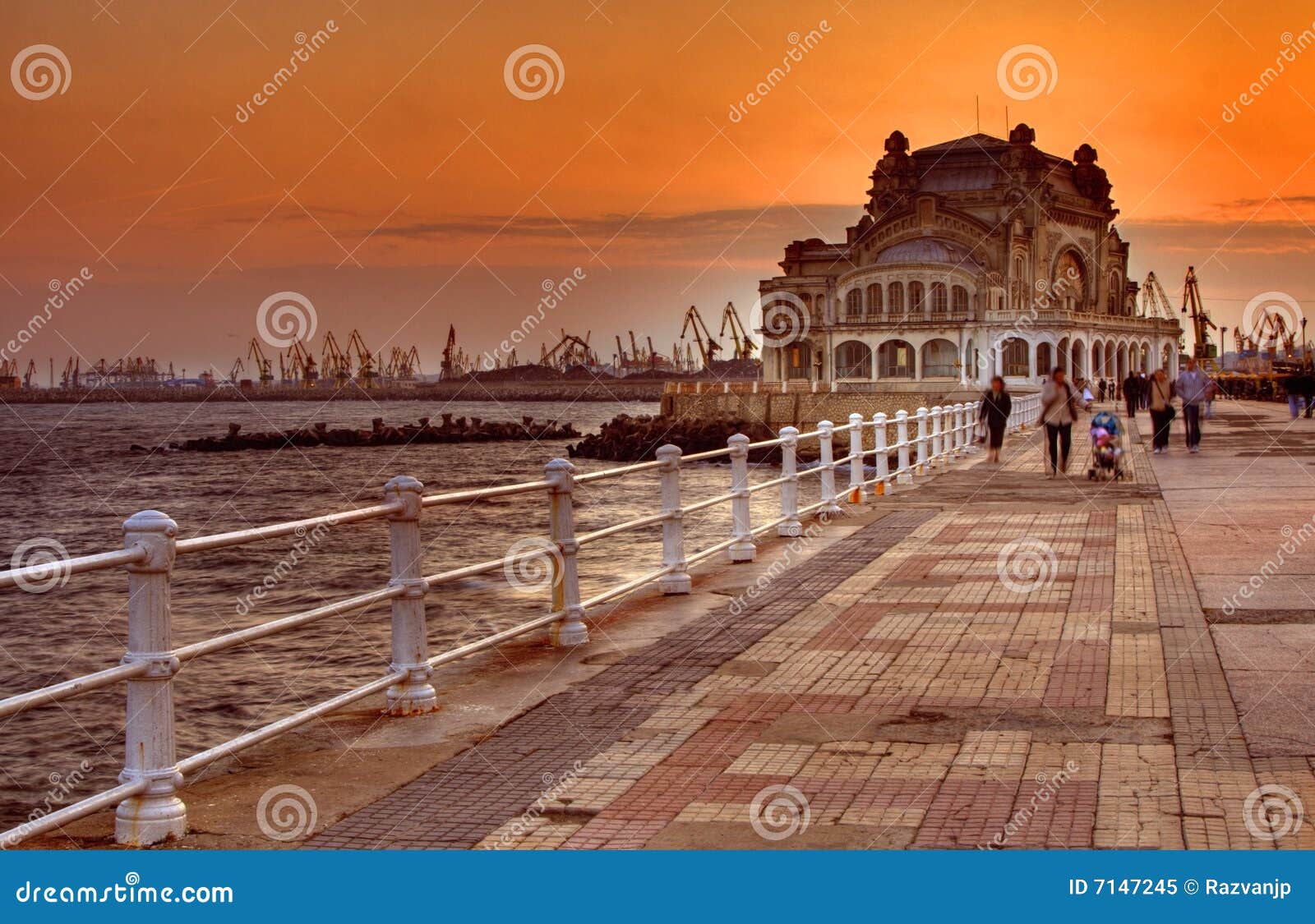 Promenade at sunset stock image. Image of street, freight - 7147245