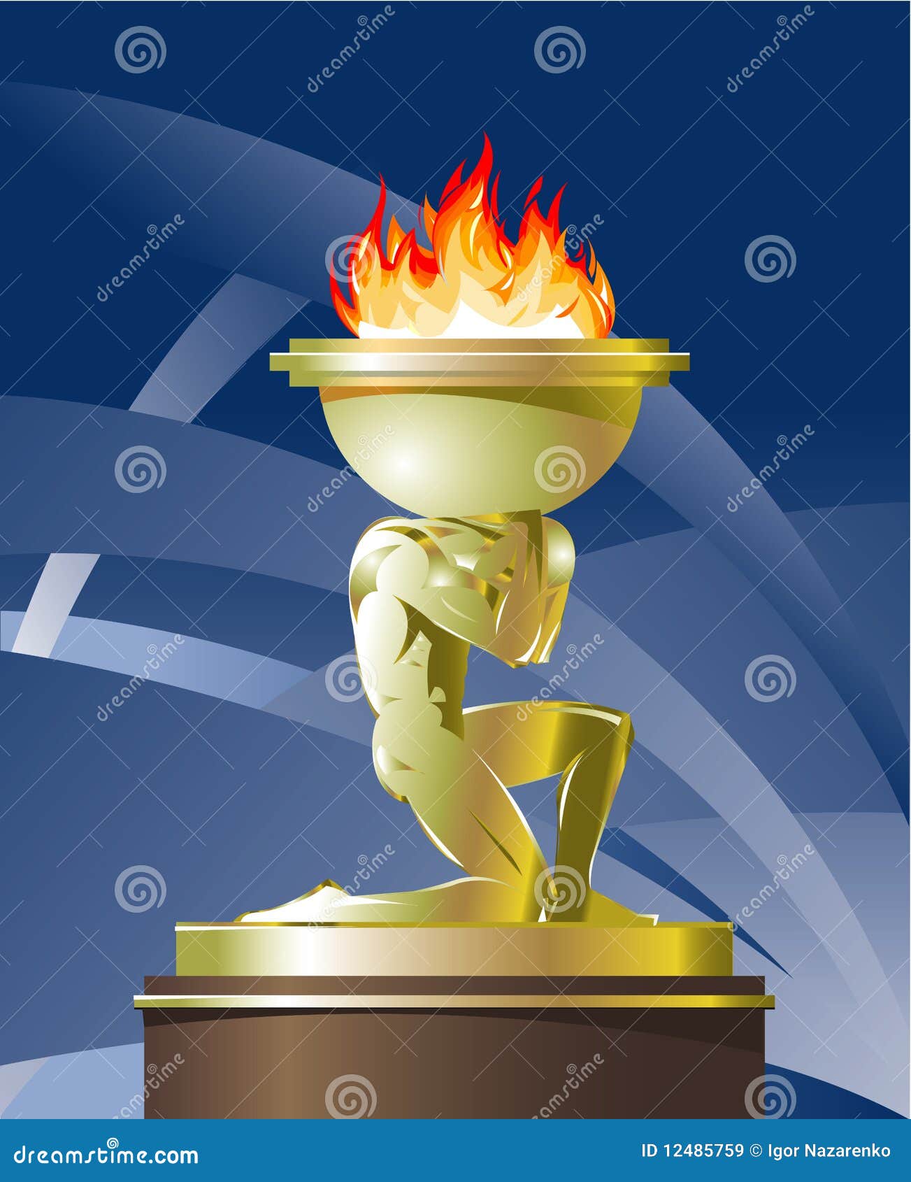 Prometheus carrying fire stock vector. Illustration of sculpture - 12485759