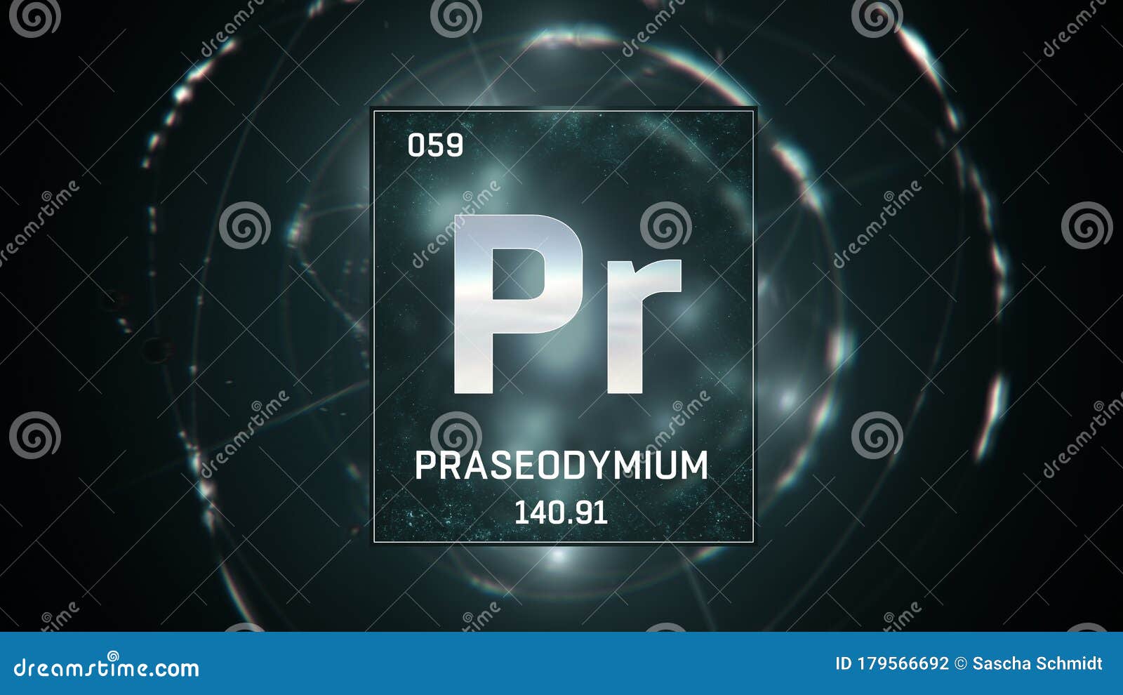 Promethium As Element 61 of the Periodic Table 3D Illustration on Green ...