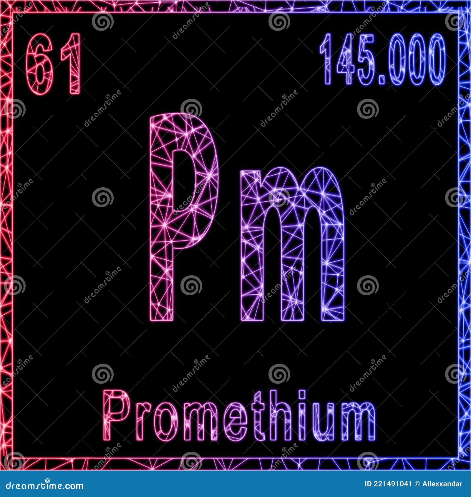 Promethium Chemical Element, Sign with Atomic Number and Atomic Weight ...