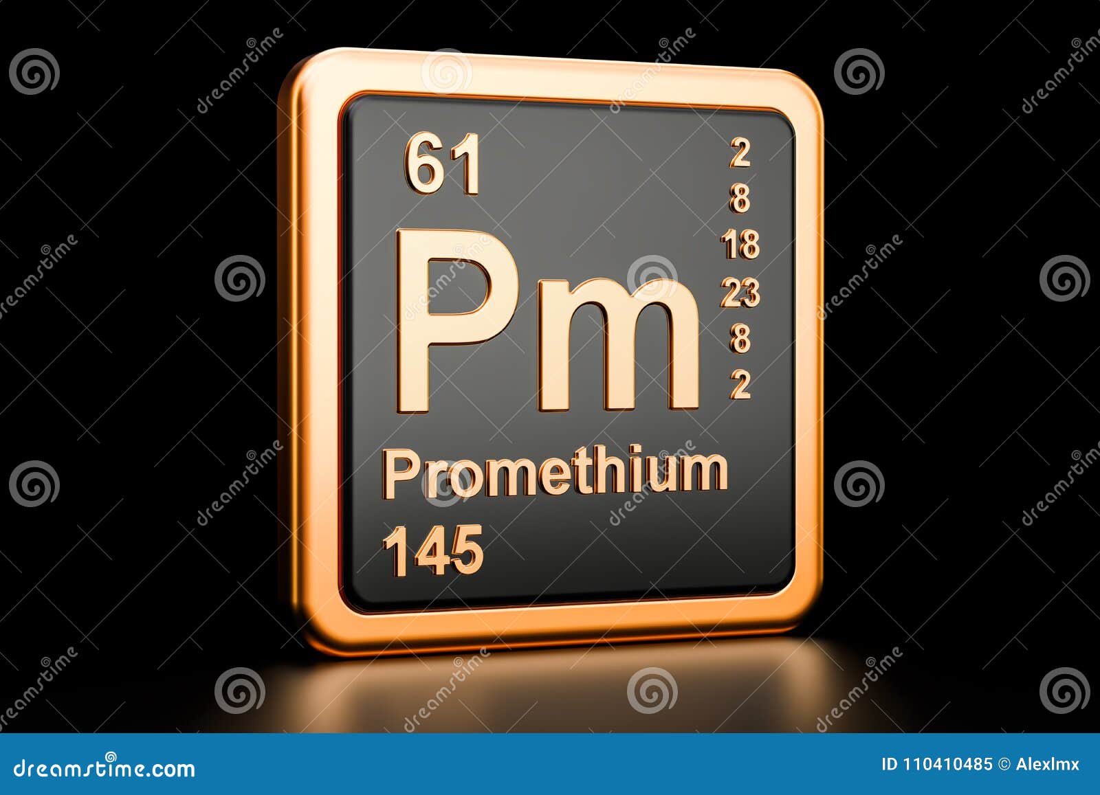 Promethium Pm Chemical Element. 3D Rendering Stock Illustration ...
