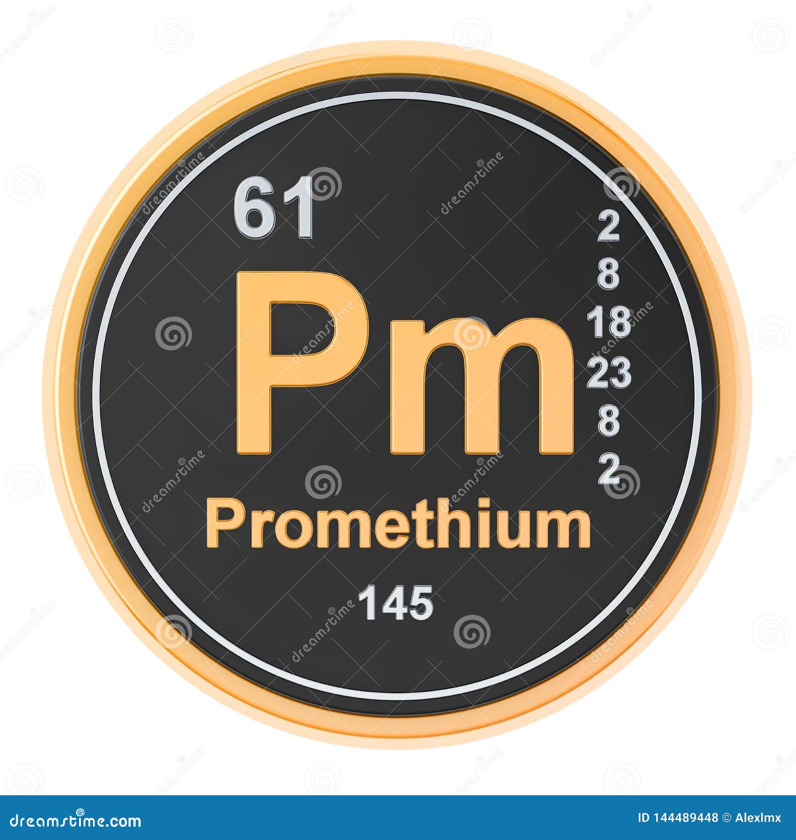Promethium Pm Chemical Element. 3D Rendering Stock Illustration ...