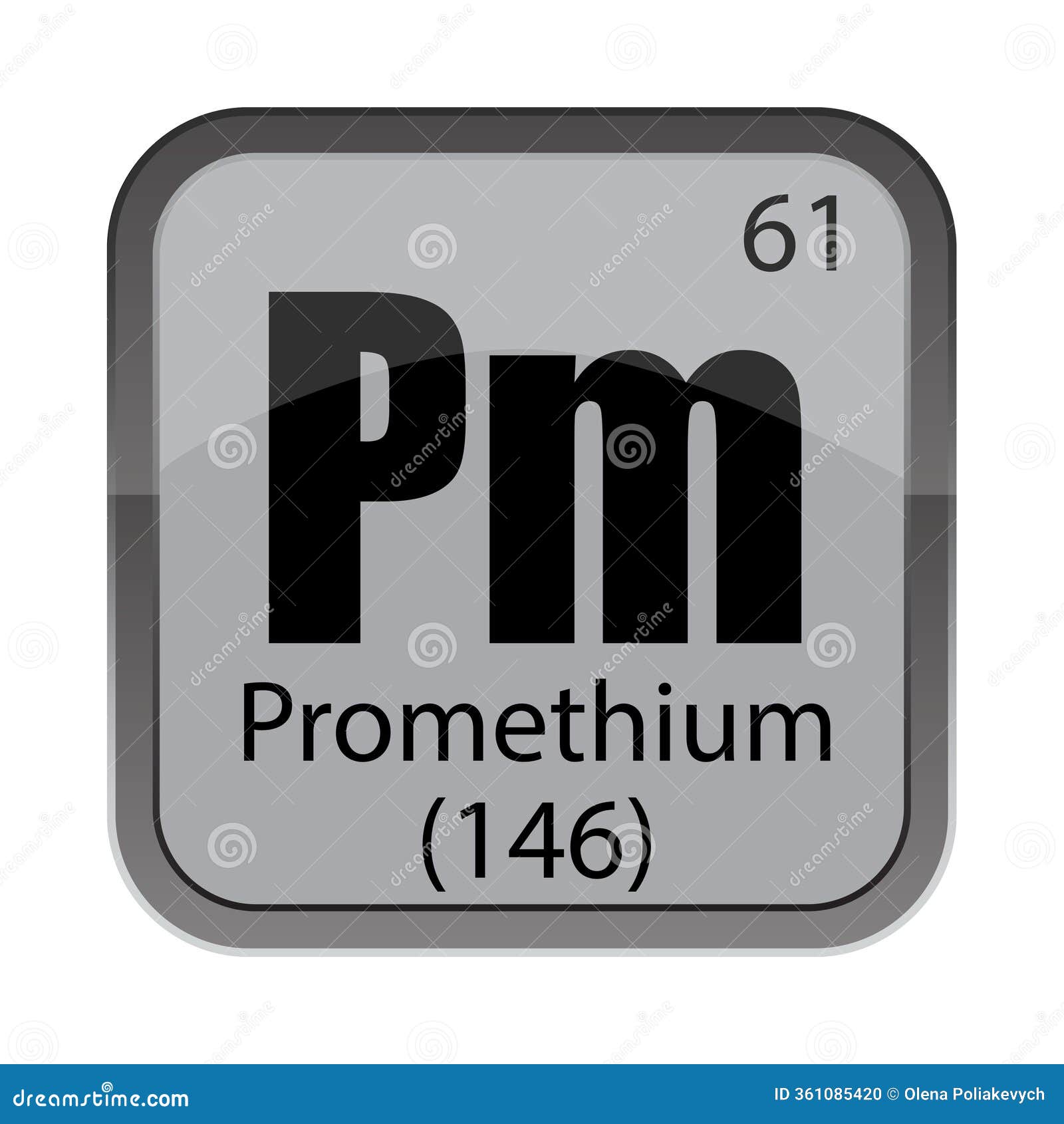 Promethium Pm Element. Atomic Number 61. Mass 146 Detail. Vector ...