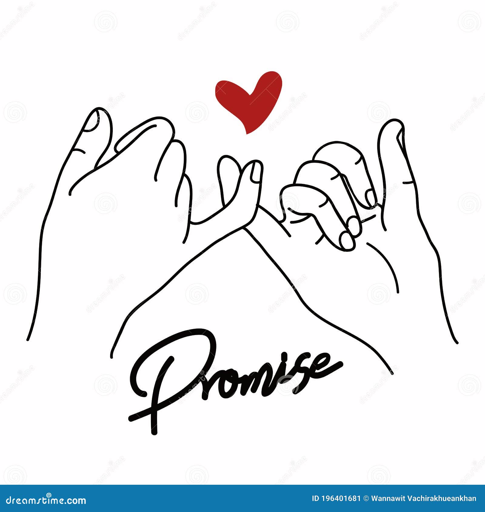 Promise Outline Vector with Red Heart Sign Concept Stock Vector ...