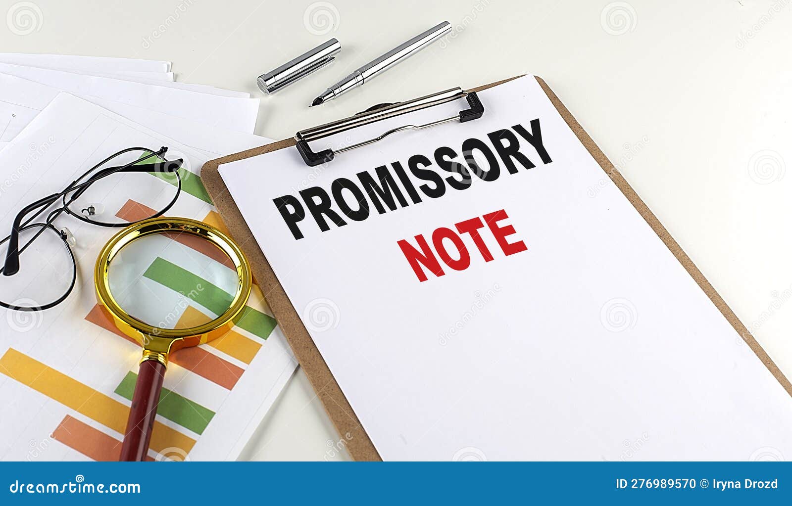 PROMISSORY NOTE Text on Clipboard on White Background, Business Concept ...