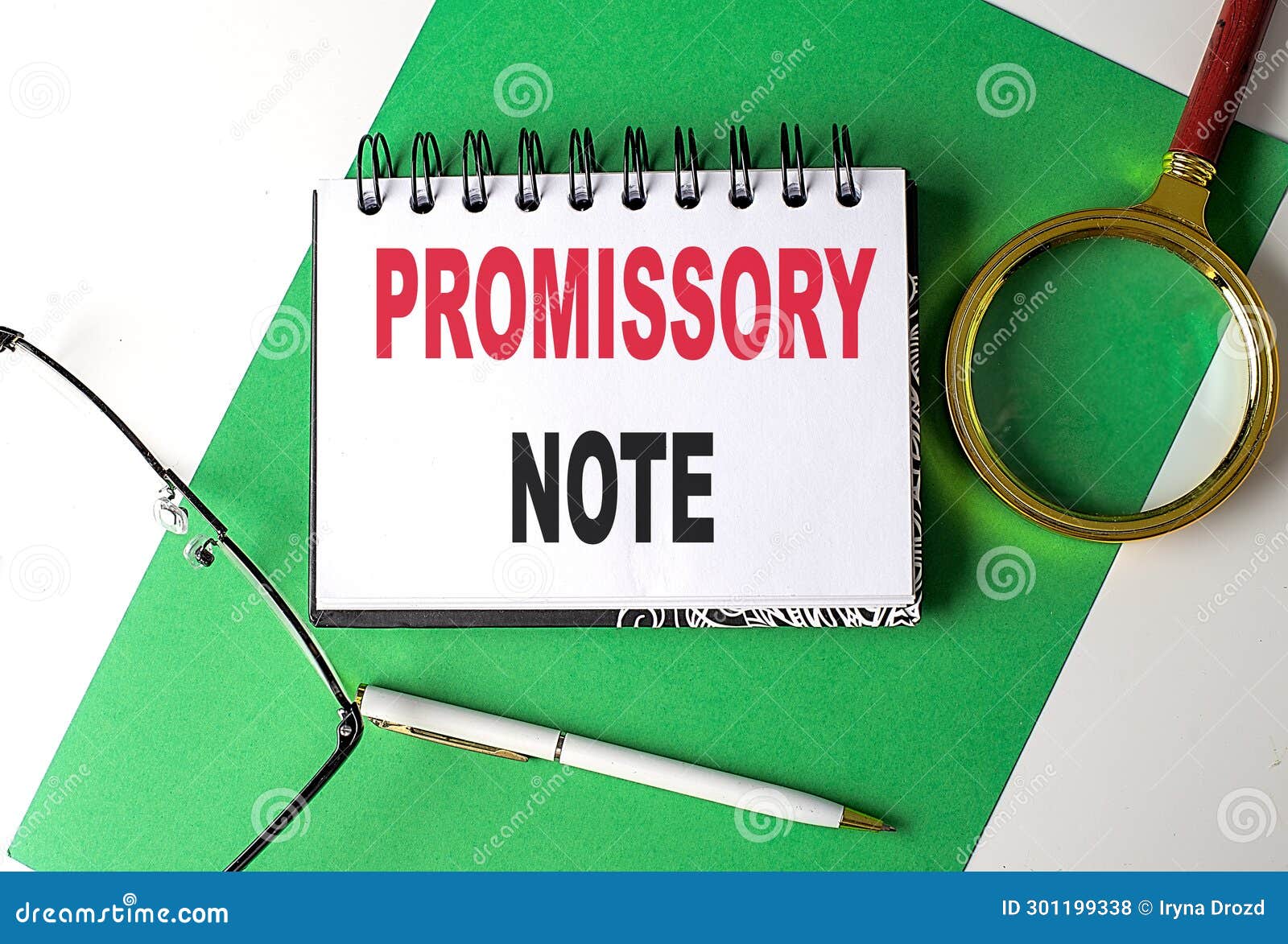 PROMISSORY NOTE Text on Notebook on Green Paper Stock Photo - Image of ...