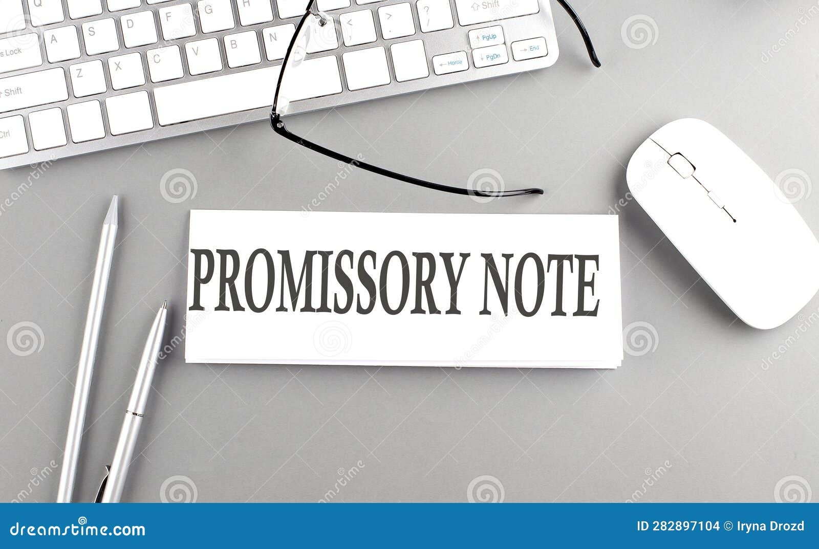 PROMISSORY NOTE Text on Paper with Keyboard on Grey Background Stock ...