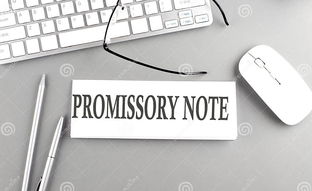 PROMISSORY NOTE Text on Paper with Keyboard on Grey Background Stock ...
