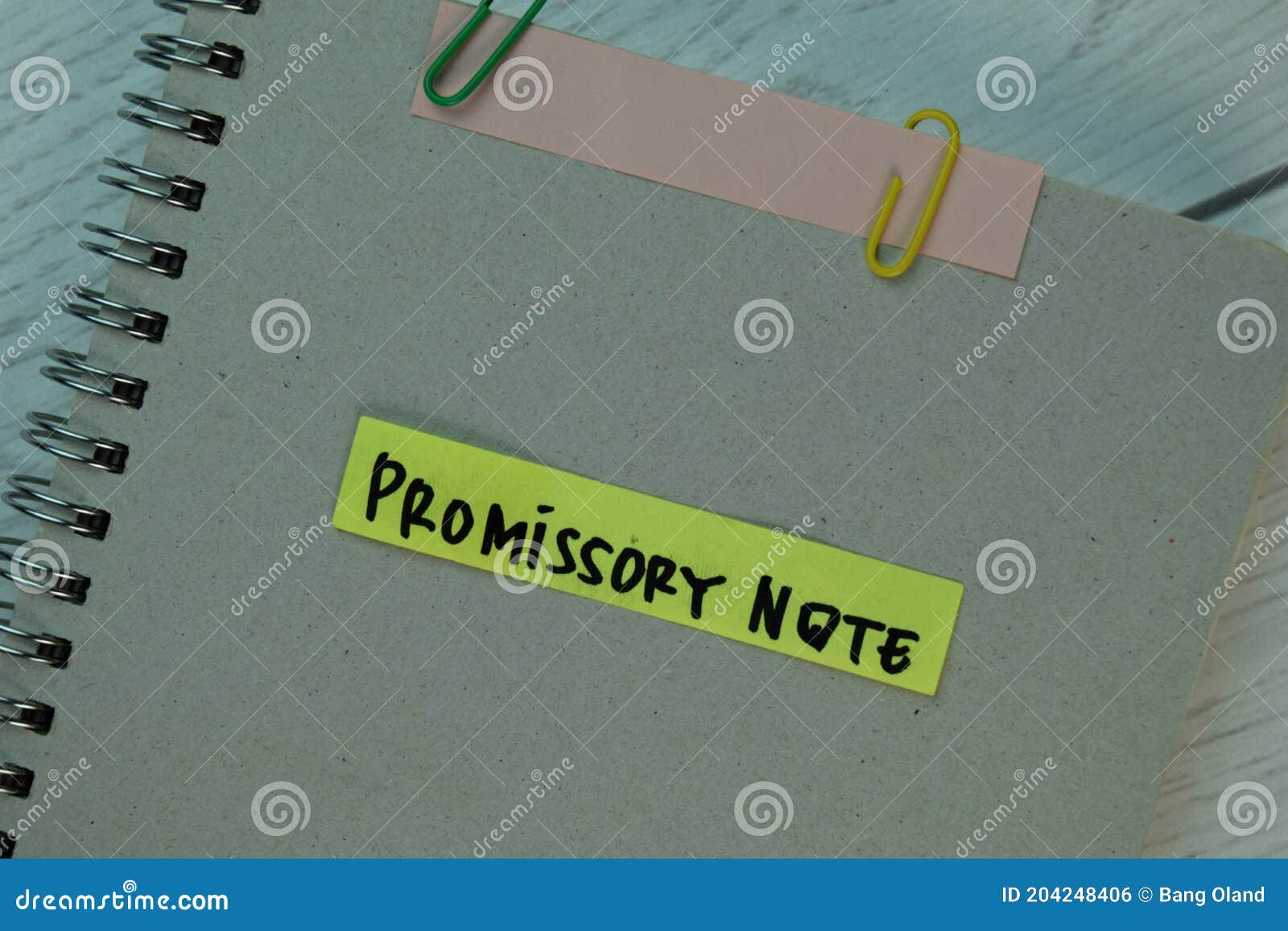 PROMISSORY NOTE Text Written On Notebook With Chart Stock Photo ...