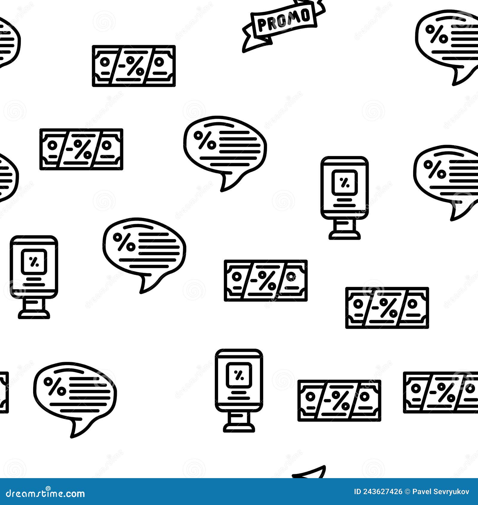 Promo and Advertising Coupon Vector Seamless Pattern Stock Vector ...