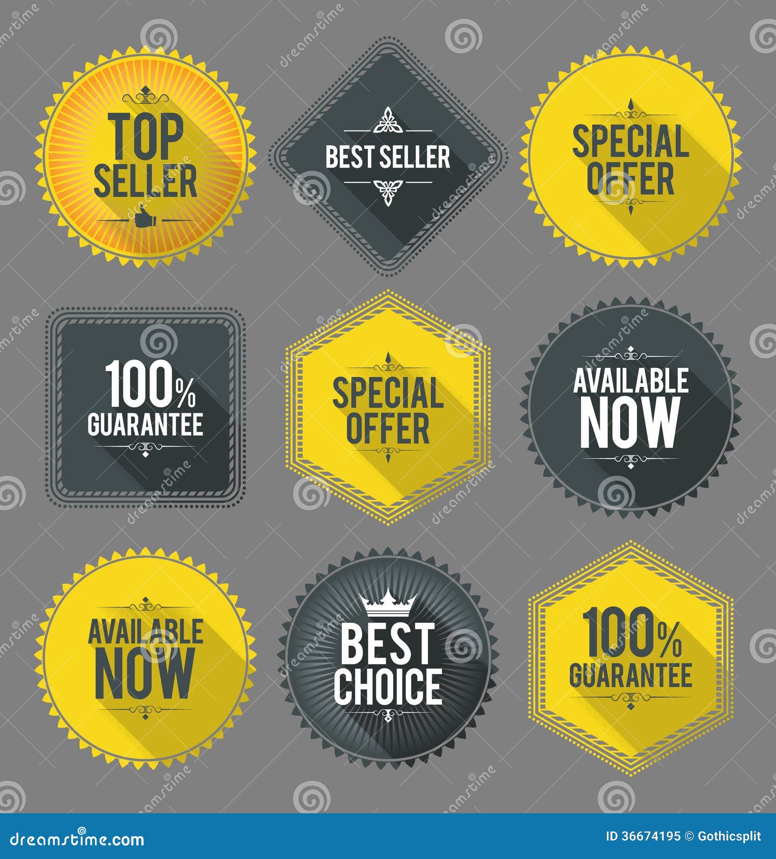 Promo badges and labels stock vector. Illustration of cool - 36674195