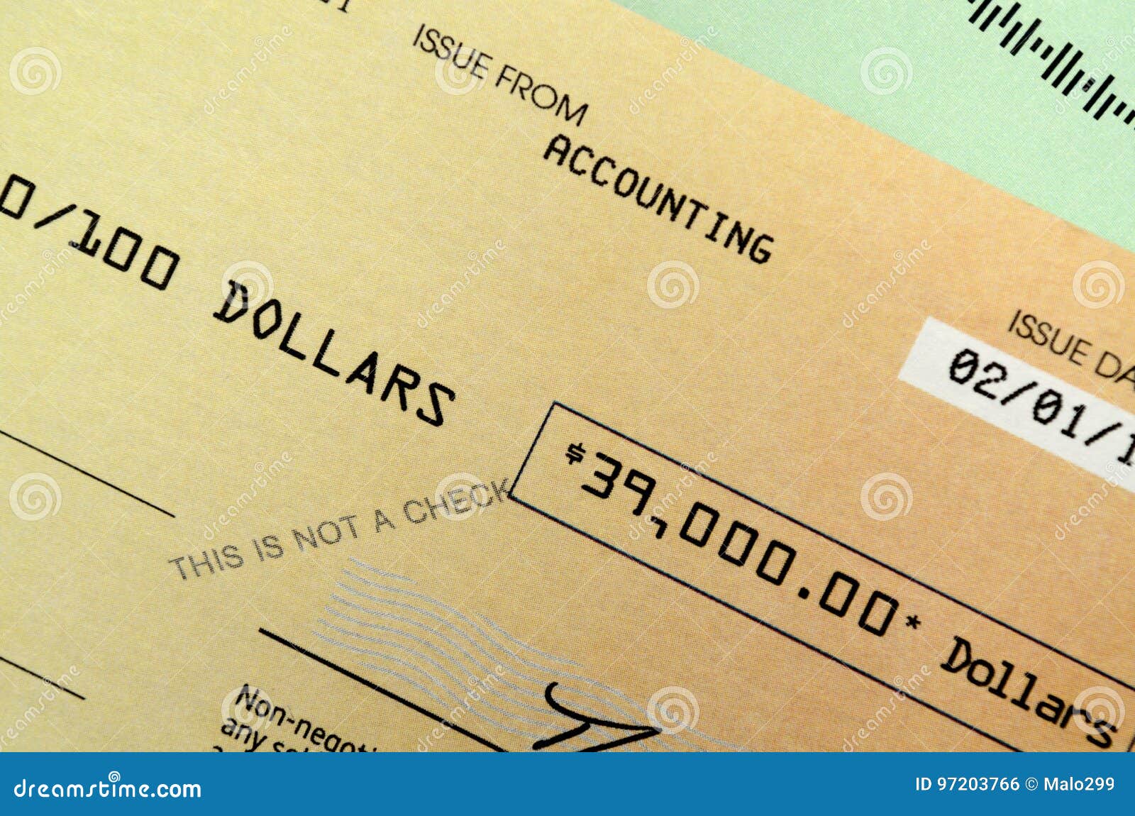 Promotional fake check stock photo. Image of marketing - 97203766