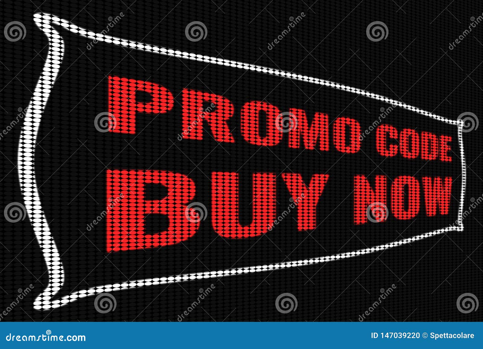 Promo Code Buy Now Red Text on Dark Screen Stock Illustration ...