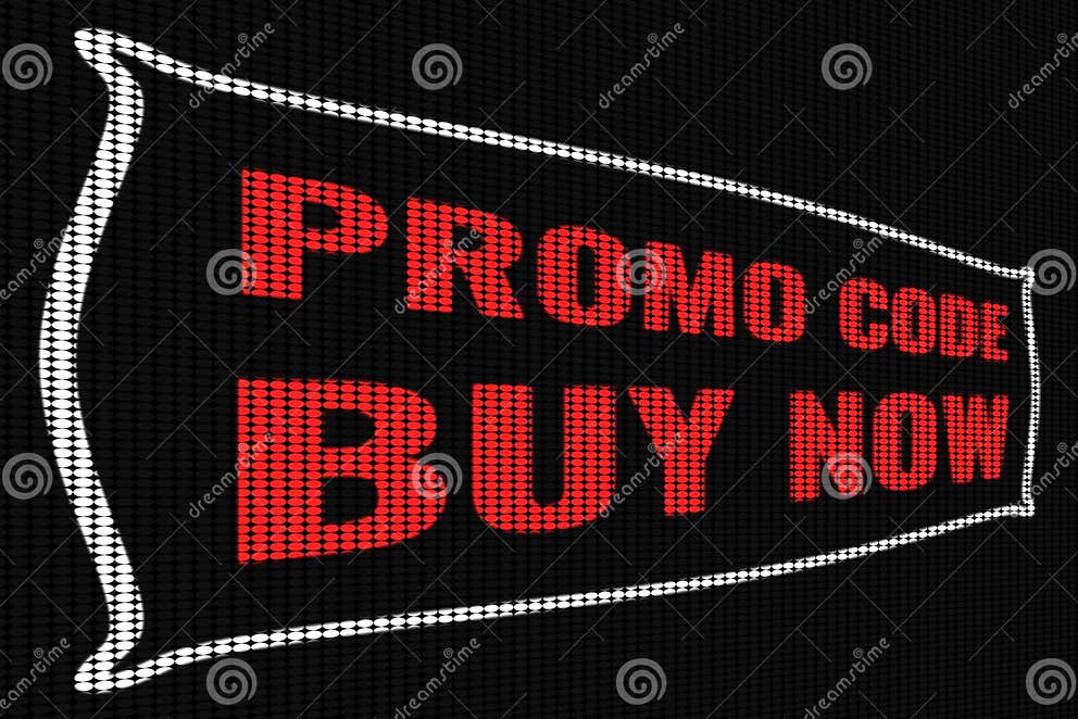Promo Code Buy Now Red Text on Dark Screen Stock Illustration ...